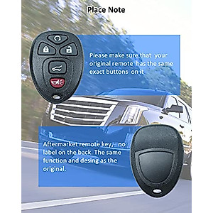 2Pcs Keyless Entry Remote Control Car Key Fob Fit for Chevy Traverse Tahoe Suburban/Buick Enclave/Cadillac Escalade/07-2016 GMC Acadia Yukon Replacement Remote Control 5 Buttons OUC60270 OUC60221