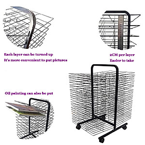 Art Drying Rack for Classroom Painting Crafts, 50Tier Art Drying Rack - Sturdy Metal Art Rack, Art Cart with Swivel Wheels Perfect for Classroom Art Studios and Home Use Gifts for Kids