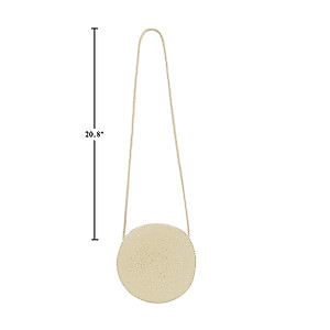 Yomietar Womens Small Round Straw Crossbody Bag Beach Shoulder Bag Handbag Purse for Summer, Beige