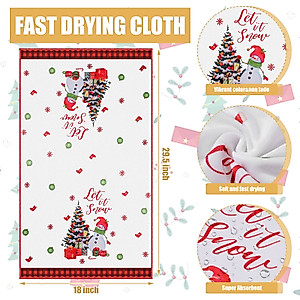 Cunhill 4 Pack Winter Blue Kitchen Towels, 18 x 28 Inch Winter Gnome Kitchen Dish Towel Blue Wood Tiered Tray Tea Hand Drying Baking Cloth Birdhouse Pine Cone Decor Home Decorations