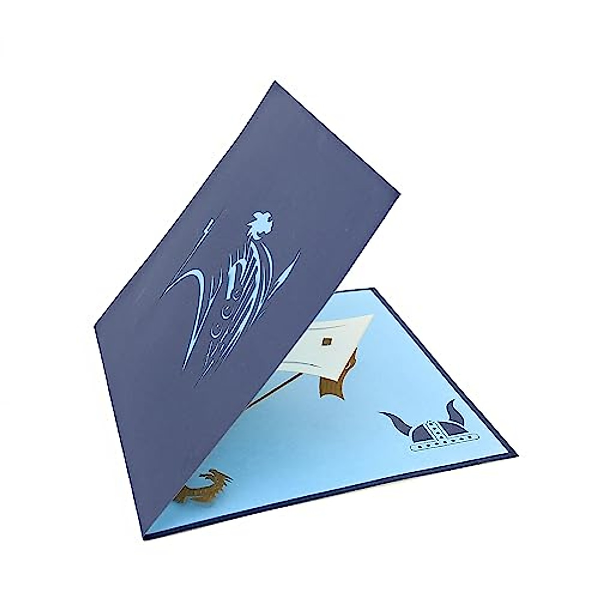 PopLife Norse Viking Ship 3D Pop Up Card for All Occasions - Happy Anniversary Pop Up Father's Day Card, Pop Up Birthday Card for Men, Retirement Card - for Dad, for Husband, for Son, for Grandpa