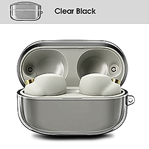 Fintie Case for Sony WF-1000XM4 Earbud, Soft TPU Clear Anti-Scratch Protective Cover with Keychain (Clear Black)
