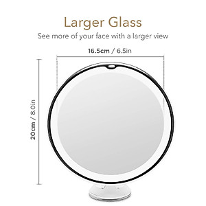 Fancii 7X Magnifying Lighted Vanity Makeup Mirror with 20 Natural LED Ring Lights, Locking Suction Cup, Cordless Travel Cosmetic Mirror - Maya 7