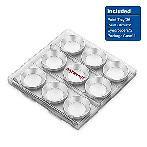 DIYESMART 36pcs Paint Tray Palettes, 2pcs Paint Stirrers and 2pcs droppers Suit for Airbrush Paint Mixing, DIY Art Craft Painting, Model Painting, Hobby Paint Model Building Tools, Lightweight…