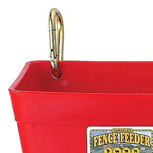 Little Giant FF11RED 4.5 Quart Heavy Duty Plastic Feed Trough Bucket Fence Feeder with Carabiner Clips for Livestock and Pets, Red (6 Pack)