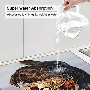 Funny Dog Hunting Duck Printed Drying Mat For Kitchen Ultra Absorbent Microfiber Dishes Drainer Mats Non-Slip Silicone Quick Dry Pad - 18 X 16inch