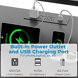 GreenForest 69 inch L Shaped Computer Desk, Corner Desk with Drawers and Power Outlet, Home Office Desk, Gaming Table with Storage and Long Monitor Shelf, Black