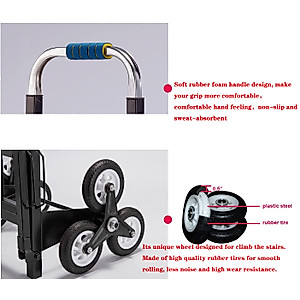 INTSUPERMAI Foldable Portable Stair Climbing Hand Truck Luggage Cart Climbing Dolly,Rubber Mute Wheel,Adjustable Handle Length 420LBS Capacity Handcart Luggage Cart