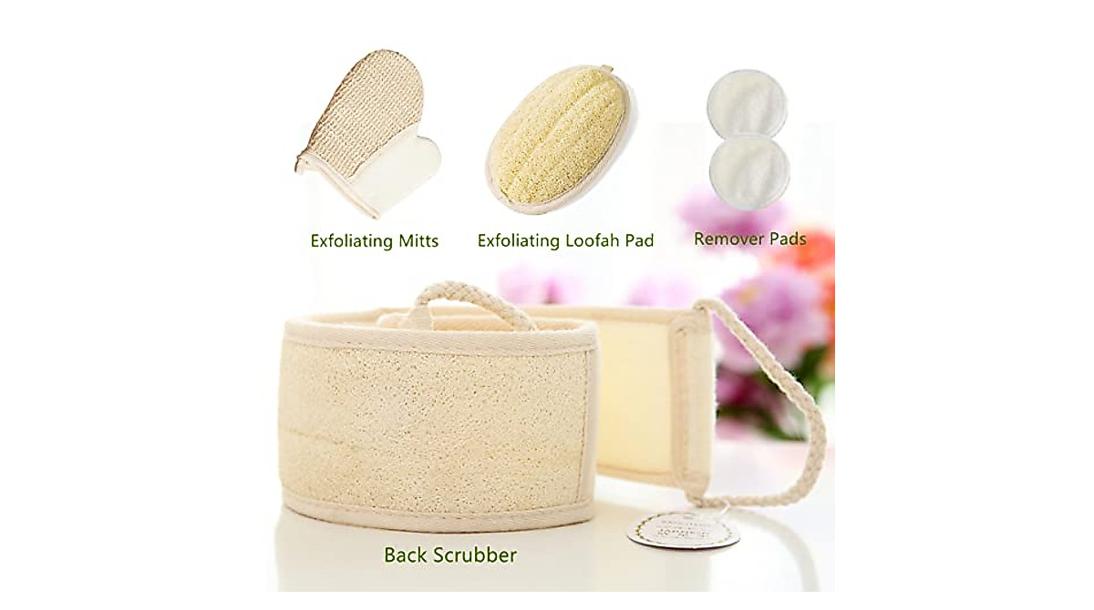 Natural Loofah Exfoliating Body Sponge Scrubber, Back Scrubber (5 Pack ...