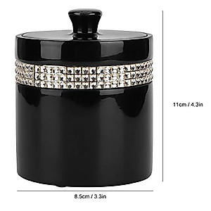 LIZEALUCKY Storage Container with Qtip Holder for Cotton Balls, Cotton Swabs, Round Cotton Pads, Dental Floss, Apothecary Jar(Negro)
