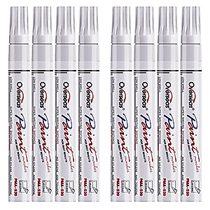 Paint Pens Paint Markers - White Permanent Markers 8 Pack, Oil Based Waterproof Quick Dry Medium Tip Marker Pen for Metal, Wood, Fabric, Plastic, Rock, Stone, Mugs, Canvas, Glass, Art Craft