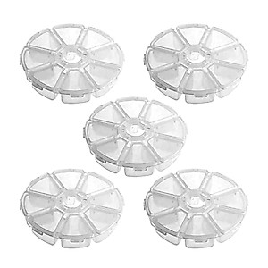 ZIIVARD 5 Pieces 8 Grid Round Clear Plastic Storage Organizer Divider Jewelry Beads Display Box Fishing Box Pill Case
