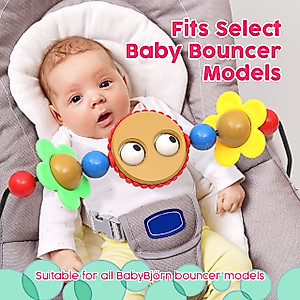 VIKOS Products Toy Bar for Baby Bouncer - Googly Eyes Toy Plays Music and Balls Make Tinkling Sounds - Baby-Safe Plastic Baby Bouncer Toys - Easy to Install Baby Bouncer Accessory