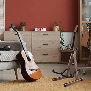 Wooden Guitar Stand, Acoustic Guitar Stand, Electric Guitar Stand, Guitar Stand Floor for Ukulele/Cello/Mandolin/Banjo Stand with Guitar Picks Holder