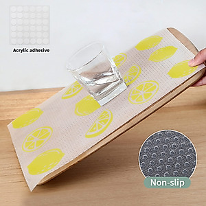 Ganwawo 8 Pcs Refrigerator Liners,Washable Non-Slip Refrigerator mat,Free Anti-Slip mat,for Drawer, Shelf and Refrigerator Liners, Cuttable Refrigerator mat (Lemon)