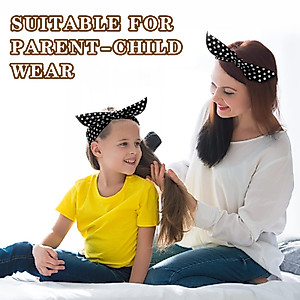 Hicarer 2 Pieces Polka Dot Headbands for Women Headband Retro Bandana Halloween Dress Up 50s Wire Headband Vintage Print Christmas Hairband(0.23 Inch,Black)