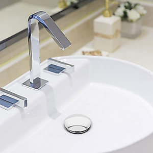 Homikit Bathroom Sink Drain, Pop Up Drain Stopper with Overflow, 18/10 Stainless Steel Drain Assembly with Detachable Anti-Clogging Strainer Basket for Vessel Lavatory Vanity Sink, Polished Chrome