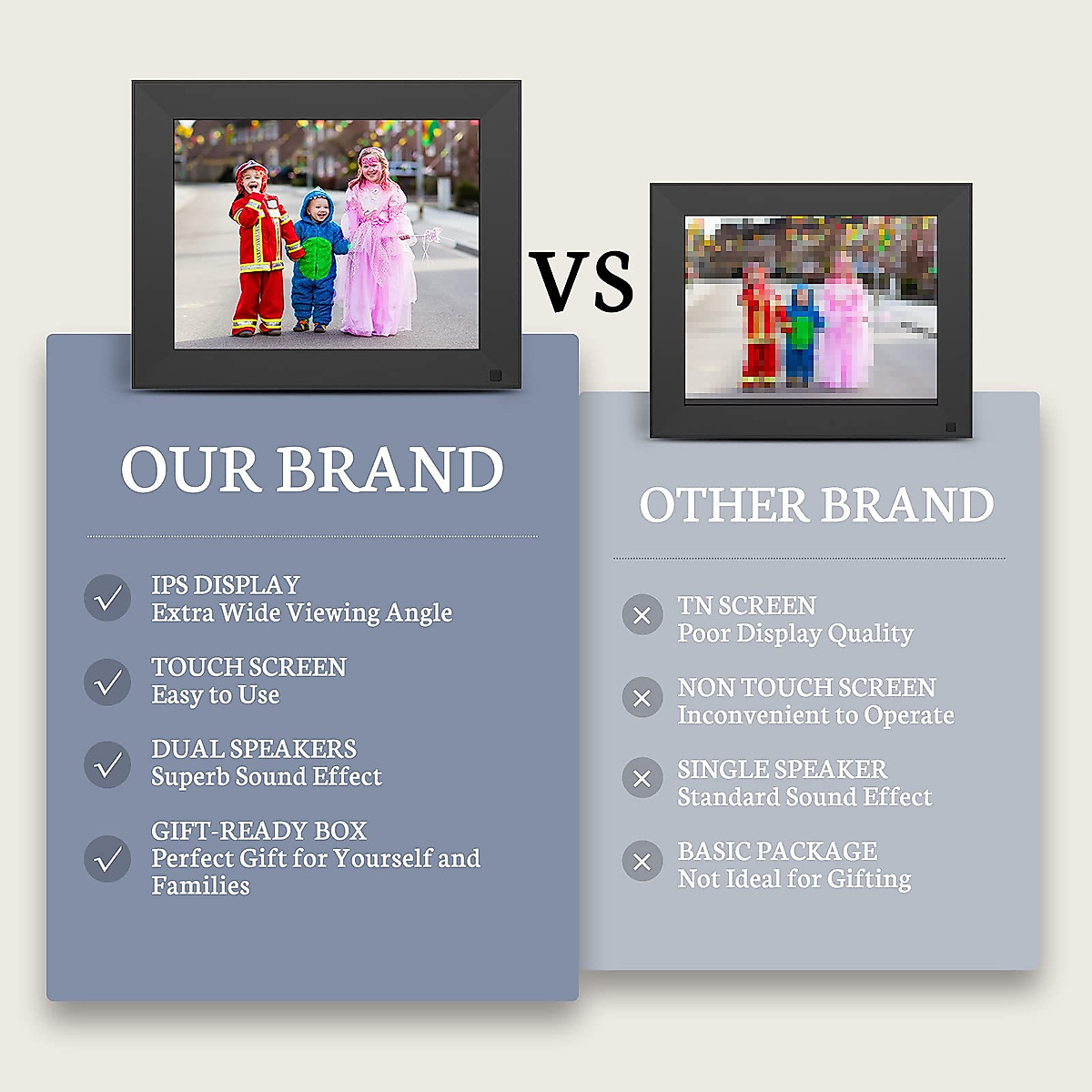 BSIMB Smart WiFi Digital Picture Frame, Electronic Photo Frame with IPS Touch Screen, 32 GB Internal Memory, Sharing Photos/Videos via App Email