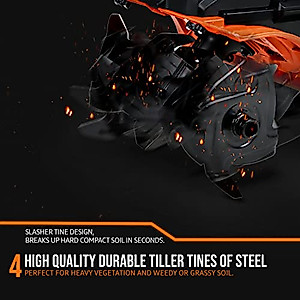 SuperHandy Electric Tiller-Cultivator, Battery powered 40V Li-on, 14" Inch Tilling Width, 4 Tine, for Weed Removal & Soil Cultivation