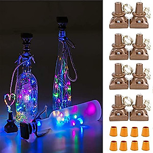 VOOKRY 8 Pack Solar Powered Wine Bottle Lights, 20 LED Waterproof Outdoor Solar Fairy String Cork Lights for Wedding, Christmas, Party, Garden, Patio, Tabletop Decor(Multicolor)