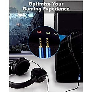 MillSO Headphone Splitter for Computer 3.5mm Female to 2 Dual 3.5mm Male Headset Splitter Cable Gold-Plated & Braided Gaming Headset to PC Adapter with Separate Audio & Mic Plug [Young Series]