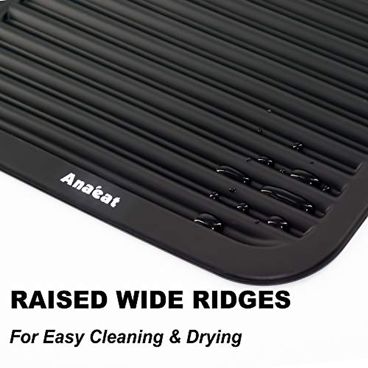 Anaeat 2 Pack Silicone Trivets for Hot Pots and Pans - Heat Resistant Real Silicone Hot Pads for Kitchen Counter, Multi-Purpose & Durable Trivet Mat for Hot Dishes, Jar Opener, Spoon Holder (Black)