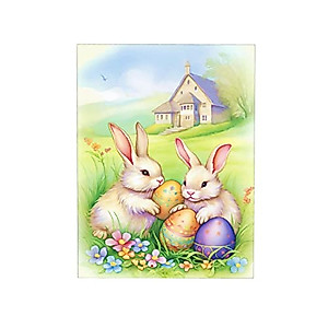 Ouqiuwa Vintage Easter Bunnies Eggs Soft Throw Blanket Soft Lightweight Durable Flannel Fleece Blanket 50"X40" for Bed Sofa Couch Camping Travel