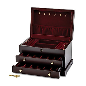 Mahogany Matte Finish Poplar Veneer 2-Drawer Jewelry Box