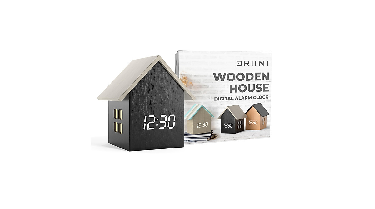 Driini House-Shaped LED Alarm Clock - Cute & Compact
