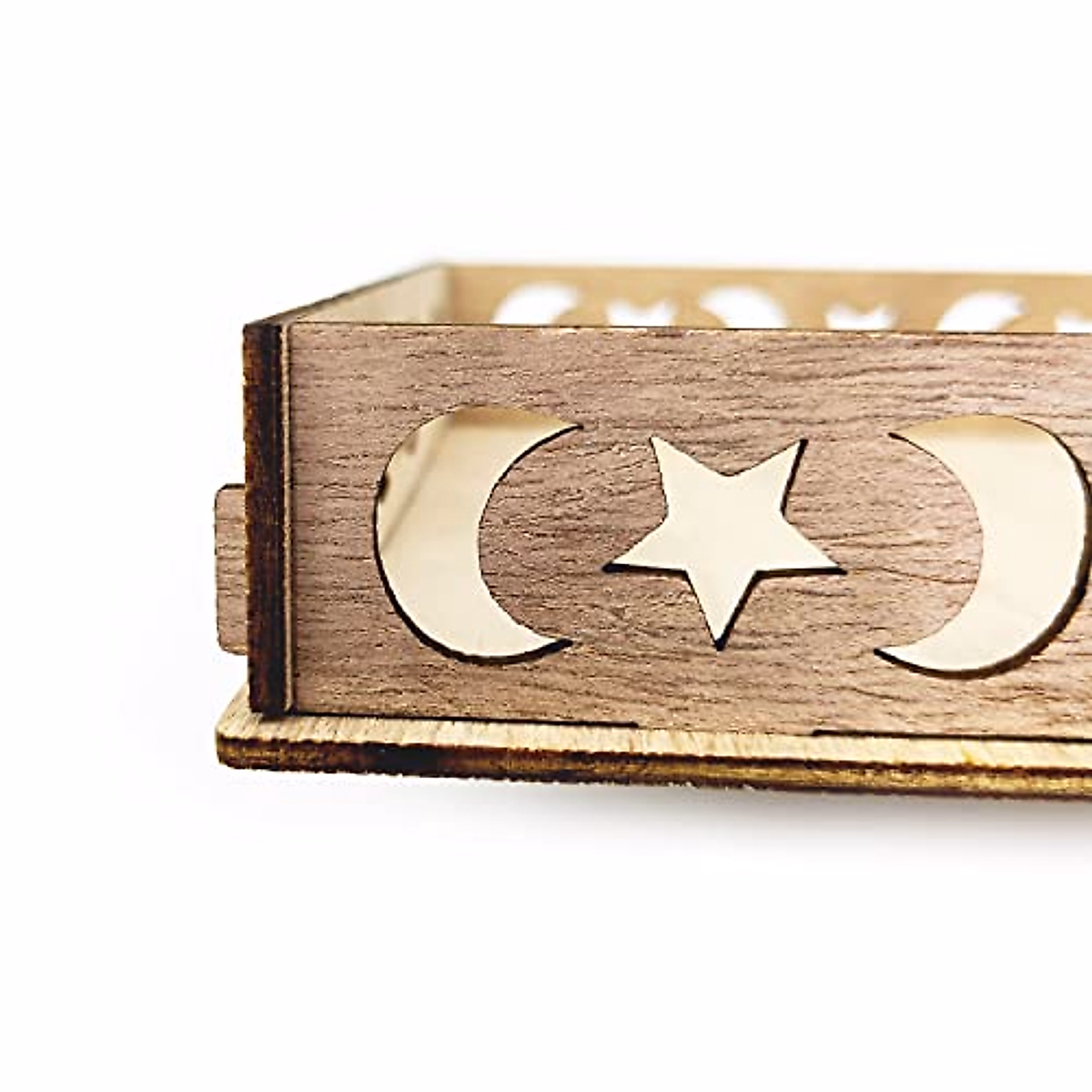 Ramadan Wood Tray Mubarak Party Food Tray Moon & Star Tray Table Decorations Small Wood Tray for Home Party Bedroom Eid Ornaments Eid Crafts