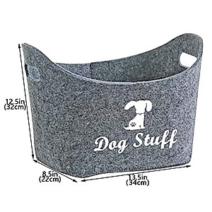Geyecete Soft felt Pet Toy Bin Dog Toys Storage Bins - with Handles, Pet supplies storage Basket/Bin Kids Toy Chest Storage Trunk (Grey)