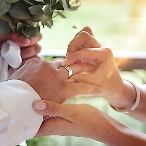 MILACOLATO 6mm Sterling Silver Rings for Women Men 18K White Gold Plated Beveled Edge Plain Thumb Ring High Polish Wedding Band Ring Comfort Fit Size 10