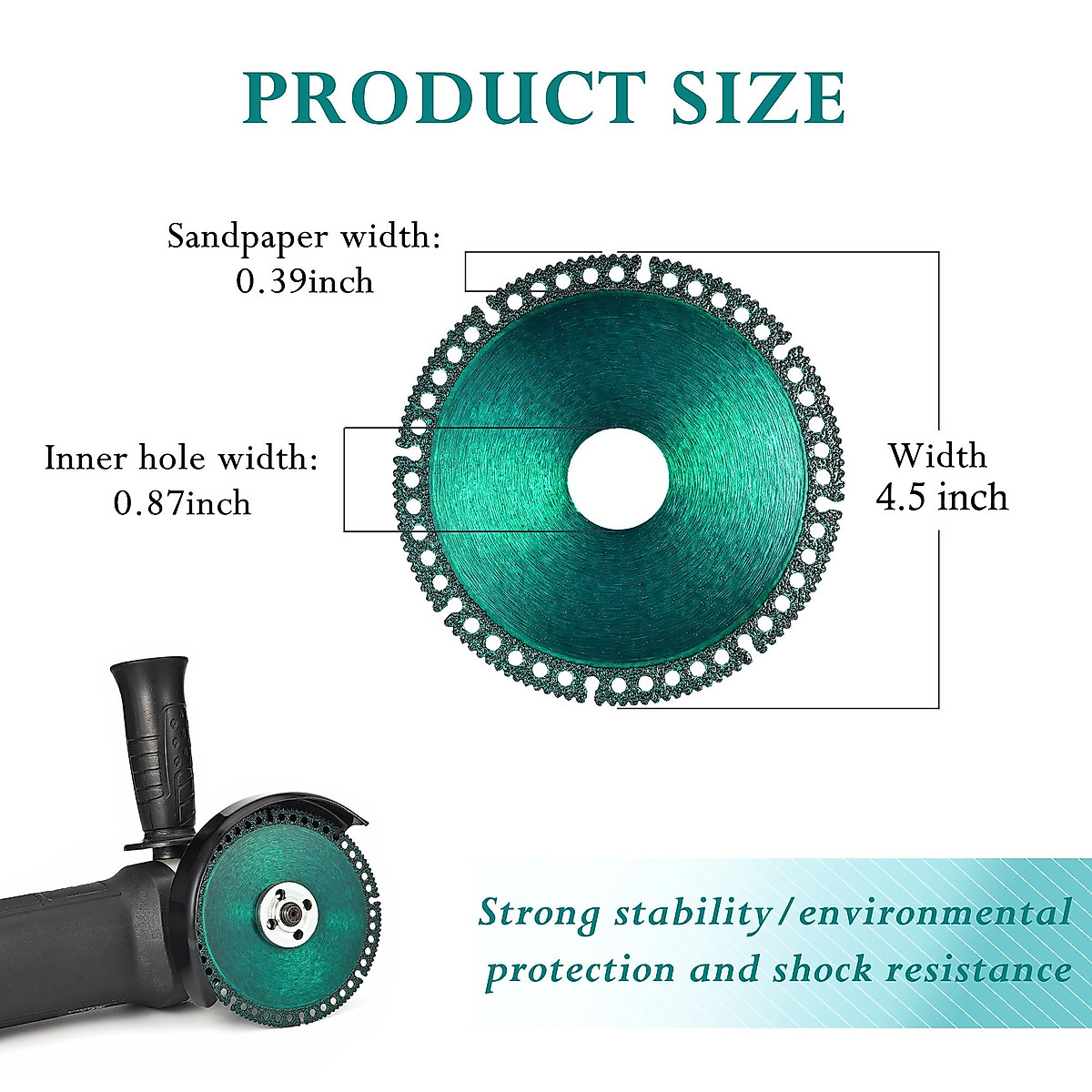 Mornajina ‎5 Packs 4-1/2" Indestructible Disc for Grinder, Indestructible Grinder Disc for Angle Grinder 7/8" (Model 115/125), Fit Smooth Cutting, Chamfering, Grinding of All Materials (Green)