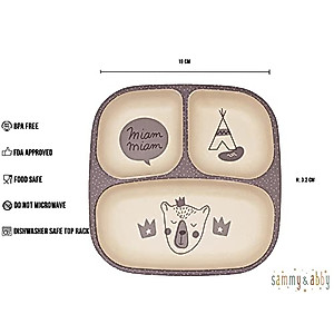 Kids 5 piece Dinnerware Set - Bamboo Toddler Dinner Set - Dishwasher Safe - The Perfect Childrens Dining Set With A Bowl, Plate, Cup And Utensils- Divided Plate Which Is Great For Fussy Eaters