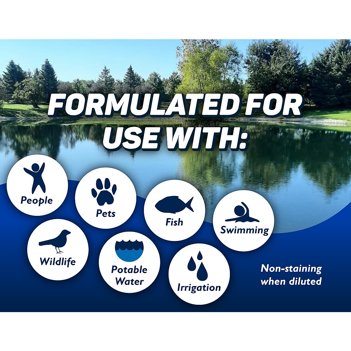 Crystal Blue XL Commercial Lake & Pond Dye - Royal Blue Color - 2.5 Gallon