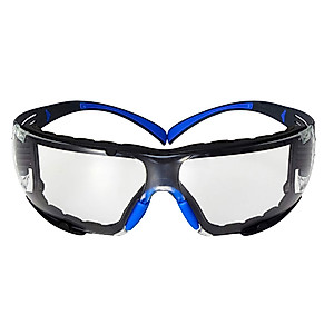 3M Safety Glasses for Men and Women, SecureFit 400, 20 Pack, ANSI Z87 Eye Protection, Scotchgard Anti-Fog Anti-Scratch Clear Lens, Blue/Gray Frame, Removable Foam Gasket, Flexible Temples
