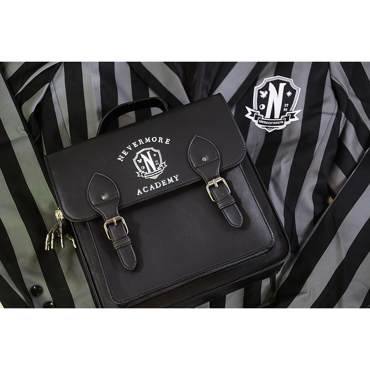 Wednesday Nevermore Mini Backpack Cosplay Adult Bag With Thing Charm