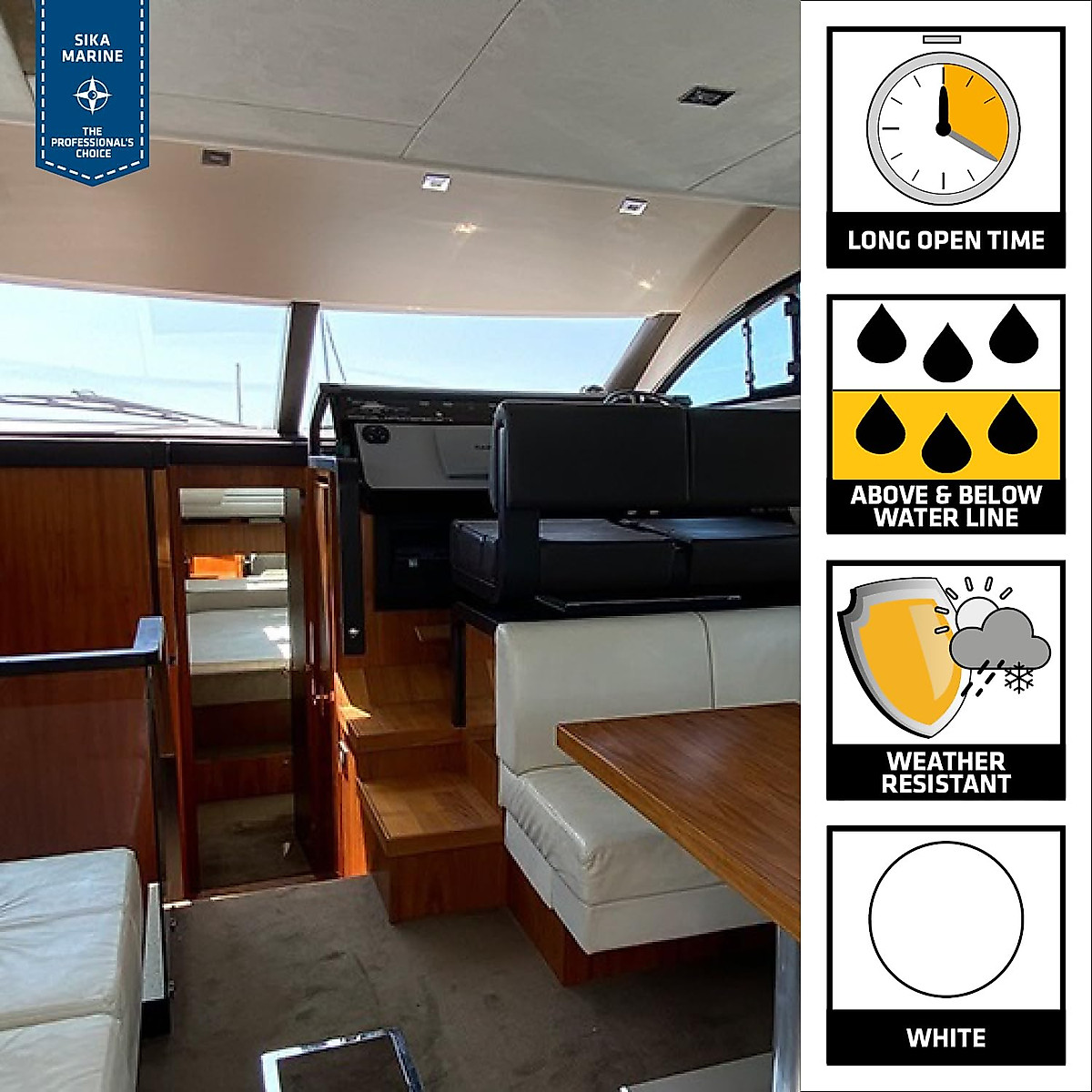 Sikaflex-291 LOT, White, Marine Adhesive and sealant, General All-Purpose PU Adhesive with Long Open time, 10.1 fl. oz