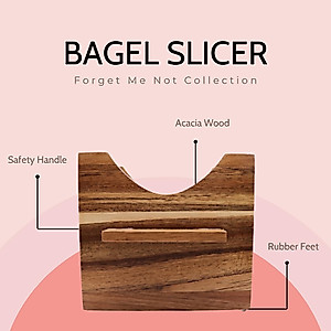 Bagel Slicer for Small and Large Bagels | Intuitive Design, Acacia Wood Bagel Cutter Slicer | Bagel Guillotine Slicer with Bagel Holder | Easy to Clean and Food-Safe Finish
