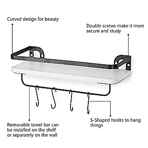NOBLE DUCK Floating Shelves for Bathroom, Wall Mounted Storage Hanging Shelf for Kitchen, Home Decor(Set of 2)