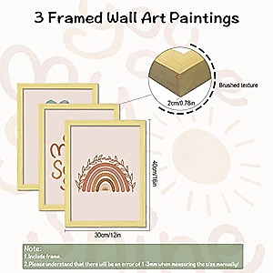 You Are My Sunshine Framed Wall Art Decor 3 Panel 12x16 Inch Heart Rainbow Nursery Boho Kids room Baby Girl Bedroom Decor for Nursery