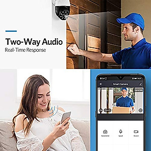 TENVIS Security Camera Outdoor - 1080P Home Security Surveillance IP Camera, Pan/Tilt 2.4G WiFi Camera, IP65 Waterproof, Night Vision, 2-Way Audio, Motion Detection, Cloud Camera, Works with Alexa