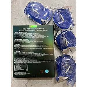 4 Pack Flea Collar for Cats, Cat Flea and Tick Collar Glow in Dark, 8 Months Prevention Cat Flea and Tick Treatment, Waterproof Adjustable Cat Flea Collar, Tick and Flea Collar for Kitten Cat, Blue
