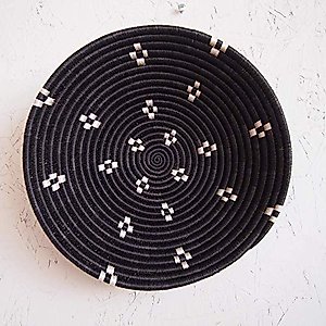 African Basket- Munazi/Rwanda Basket/Woven Bowl/Sisal & Sweetgrass Basket/Black, White