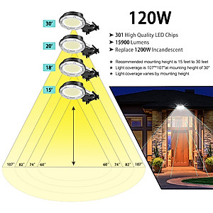 SMY Lighting 120W LED Barn Lights Dusk to Dawn Outdoor Yard Lights 15900LM with Photocell,1200W MH/HPS Replacement,5000K Daylight IP65 Waterproof Listed for Outdoor Security/Area/Street Light
