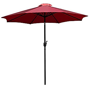 Flash Furniture Kona Red 9 FT Round Umbrella with 1.5" Diameter Aluminum Pole with Crank and Tilt Function