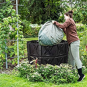 SQUEEZE master XXL Large Compost Bin Outdoor- 720L /190 Gallon-Easy Assembly-No Screws-BPA Free-Sturdy& Durable-Green Door