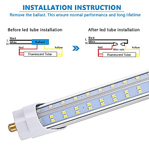 BSK.BESTKA 10PCS,8 FT LED Bulbs, 120W 19000lm 5000K Daylight, Super Bright, T8 T10 T12 LED Tube Lights, FA8 Single Pin LED Lights,V Shape, Clear Cover, 8 Foot LED Bulbs