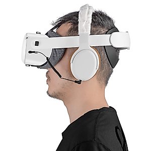 Globular Cluster Stereo Bass VR Headphones Custom Made for Oculus Quest 2 & Oculus Rift S - Short Elastic Cable Comfortable Pad and Cover…