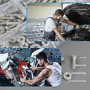 wugongshan 550 Pcs Screws Bolts and Nuts Assortment Kit, Metric Machine Screws and Nuts and Bolts and Flat Washers, M3/M4/M5 Slotted Pan Head Hex Bolts and Nuts Sets (B)